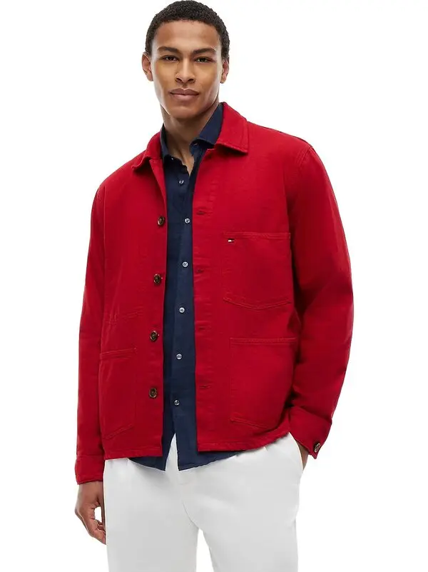 Tommy Hilfiger Garment-dyed Denim Chore Jacket - Medium Red
