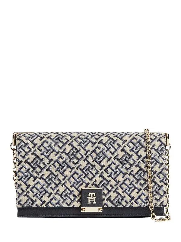 Tommy Hilfiger Monogram Jacquard Chain Crossbody Bag - Blue Mono