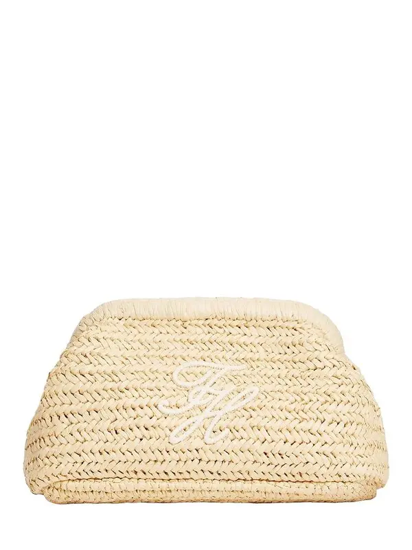 Tommy Hilfiger Script Monogram Raffia Clutch - Natural Raffia