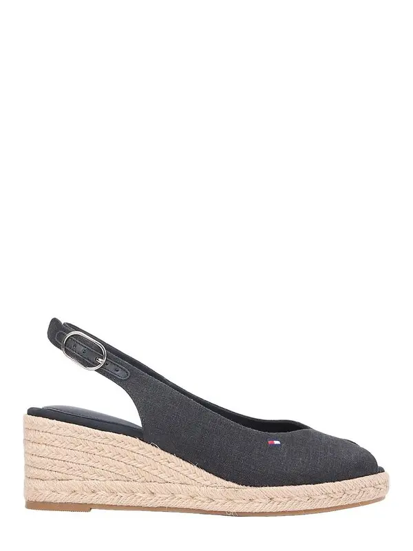 Tommy Hilfiger Slingback Wedge Espadrille Sandals - Black