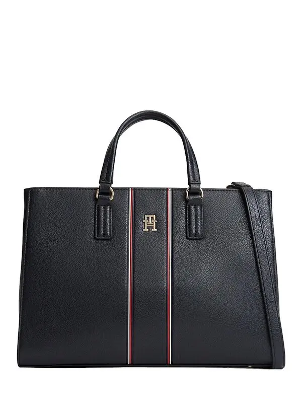 Tommy Hilfiger Signature Stripe Satchel Bag - Space Blue