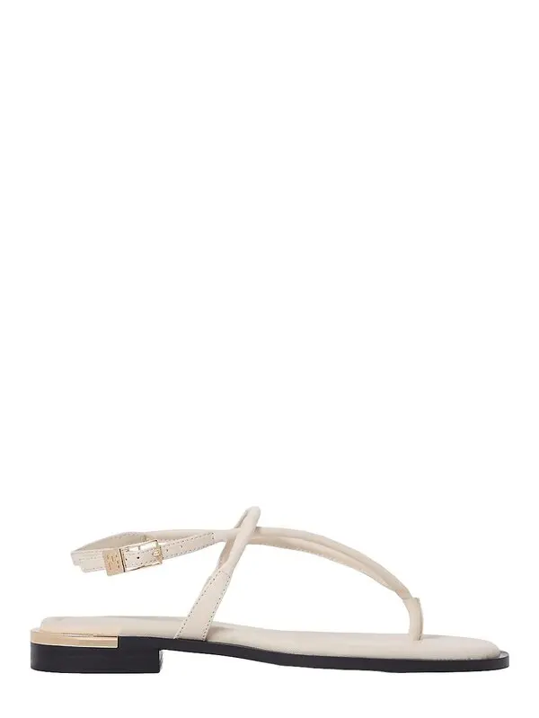 Tommy Hilfiger Metallic Accent Leather Sandal - Classic Beige