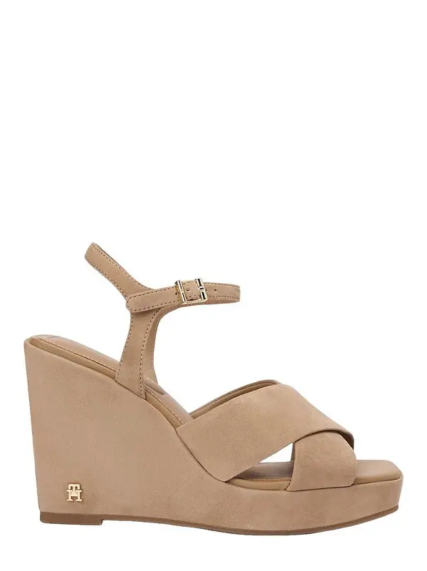 Tommy Hilfiger Suede Wedge Sandals - Safari Canvas