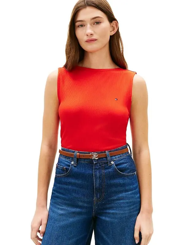 Tommy Hilfiger Slim Fit Rib-knit Boatneck Tank - Fireworks