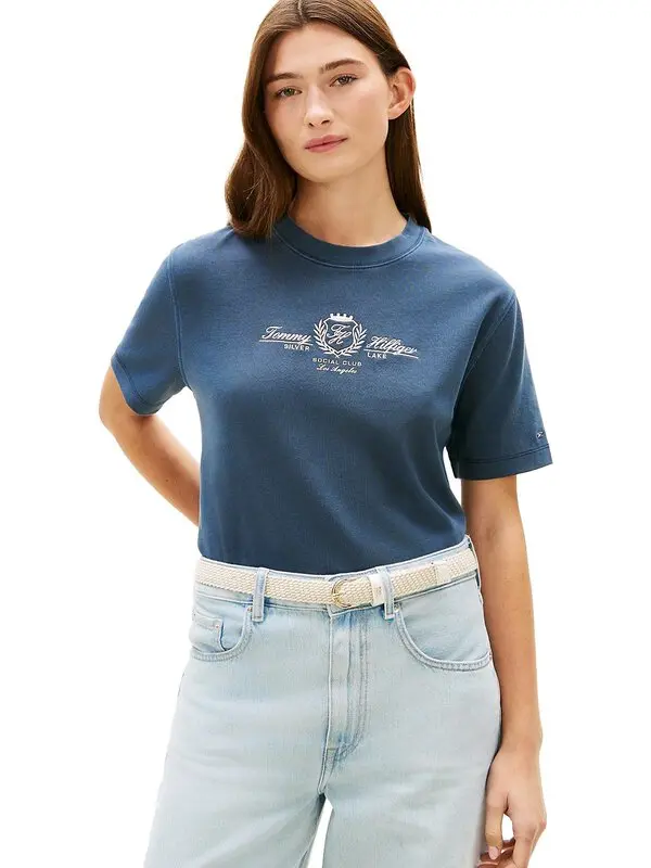 Tommy Hilfiger Embroidered Club Crest Logo T-shirt - Dark Night Navy