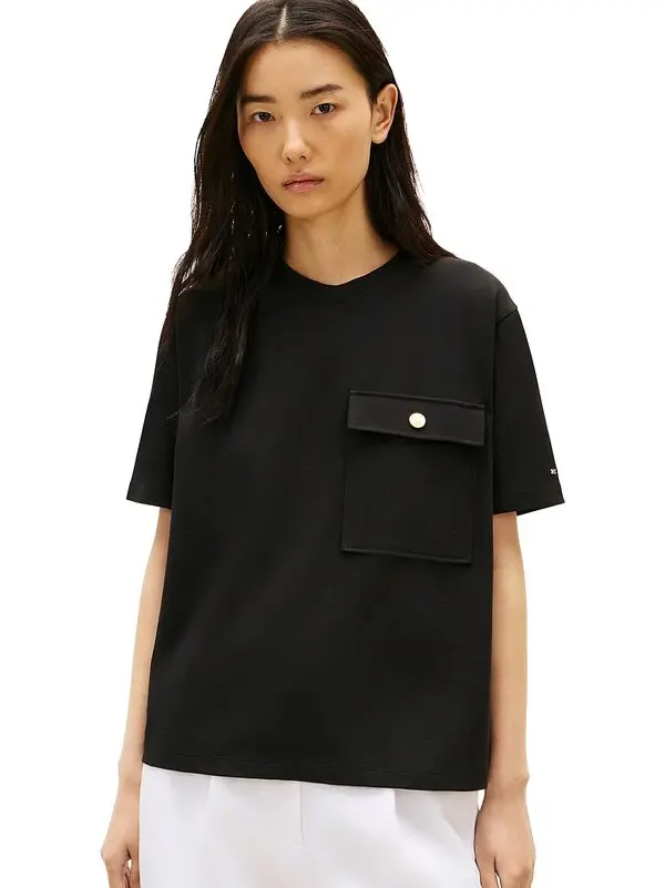 Tommy Hilfiger Gold-button Pocket T-shirt - Black