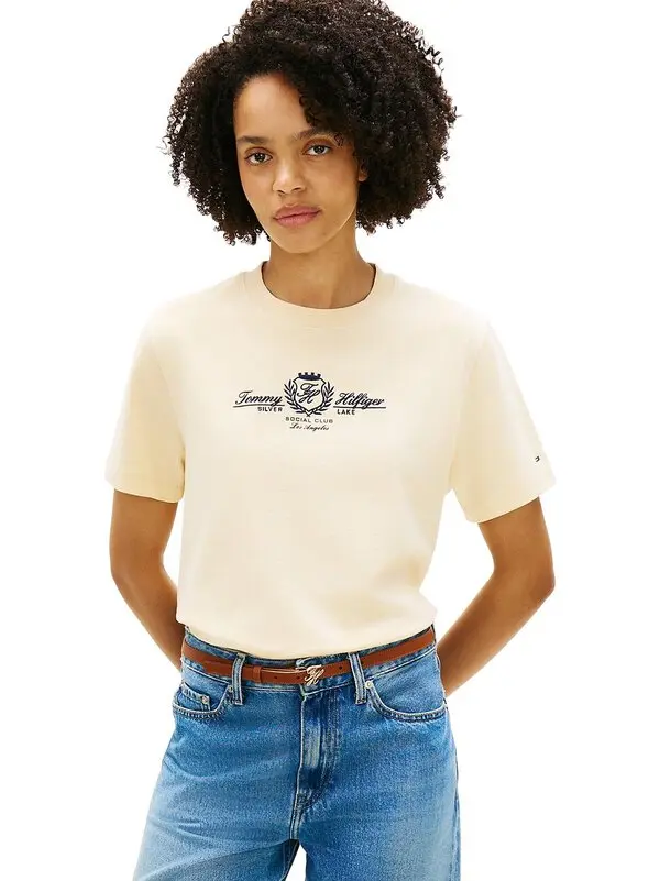 Tommy Hilfiger Embroidered Club Crest Logo T-shirt - Country Ivory