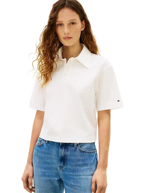 Tommy Hilfiger Relaxed Fit Script Monogram Pique Polo - Ecru