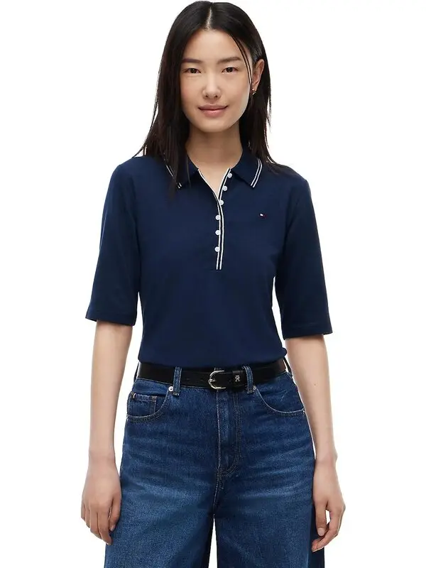 Tommy Hilfiger Slim Fit Half-sleeve Tipped Polo - Dark Night Navy