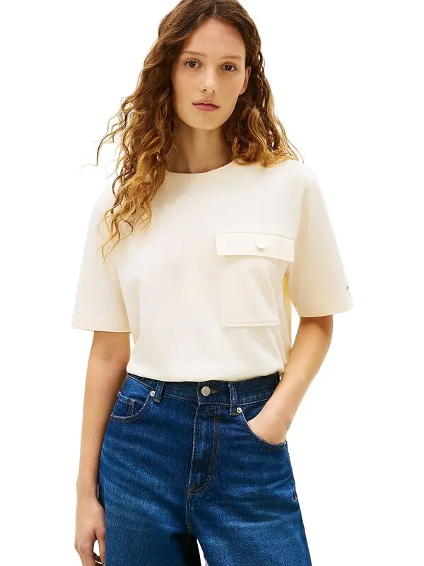 Tommy Hilfiger Relaxed Fit Gold-button Pocket T-shirt - Calico