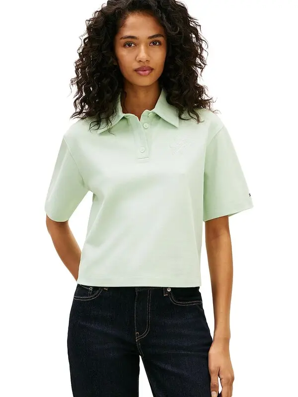 Tommy Hilfiger Relaxed Fit Script Monogram Pique Polo - Gentle Jade