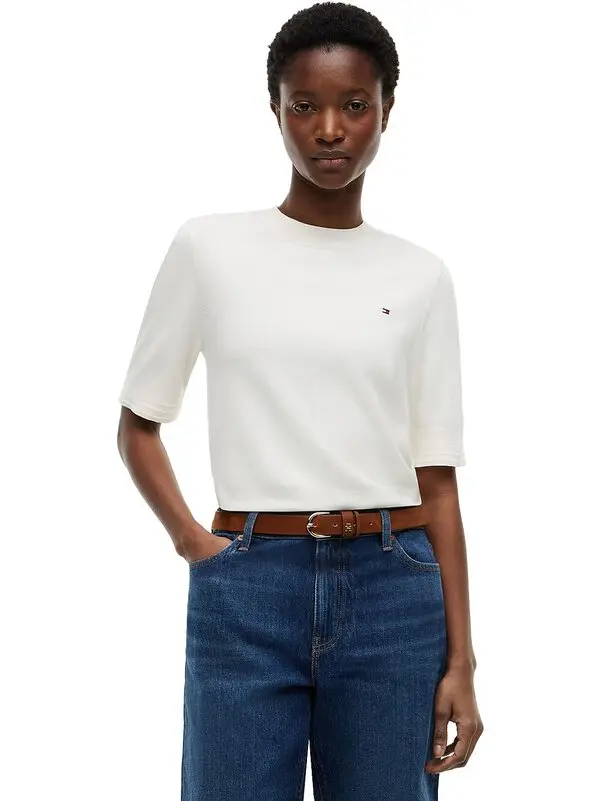 Tommy Hilfiger Short-sleeve Crewneck Sweater - Ivory Petal