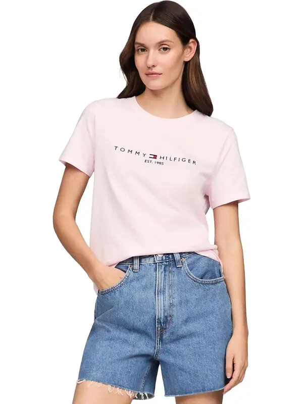 Tommy Hilfiger Embroidered Logo T-shirt - Light Pink