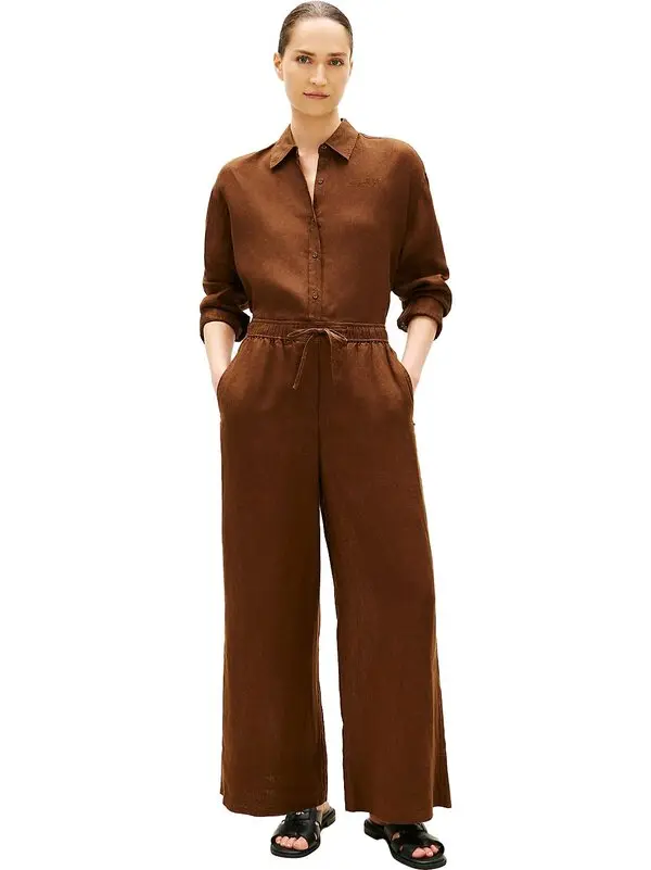 Tommy Hilfiger Relaxed Linen Pull-on Pants - Legacy Brown