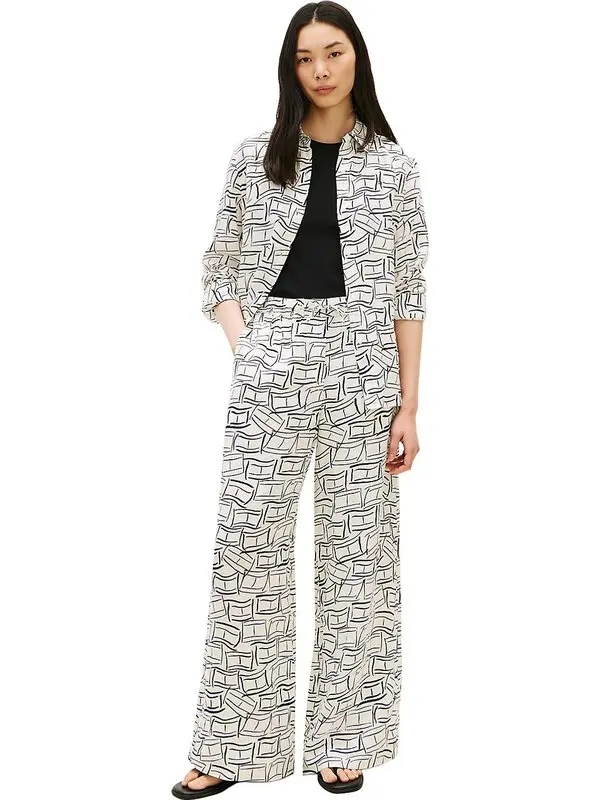 Tommy Hilfiger Printed Linen Wide Leg Pants - Calico