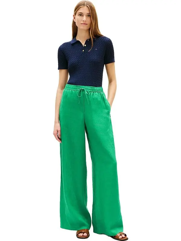 Tommy Hilfiger Relaxed Fit Linen Pull-on Pants - Courtside Green