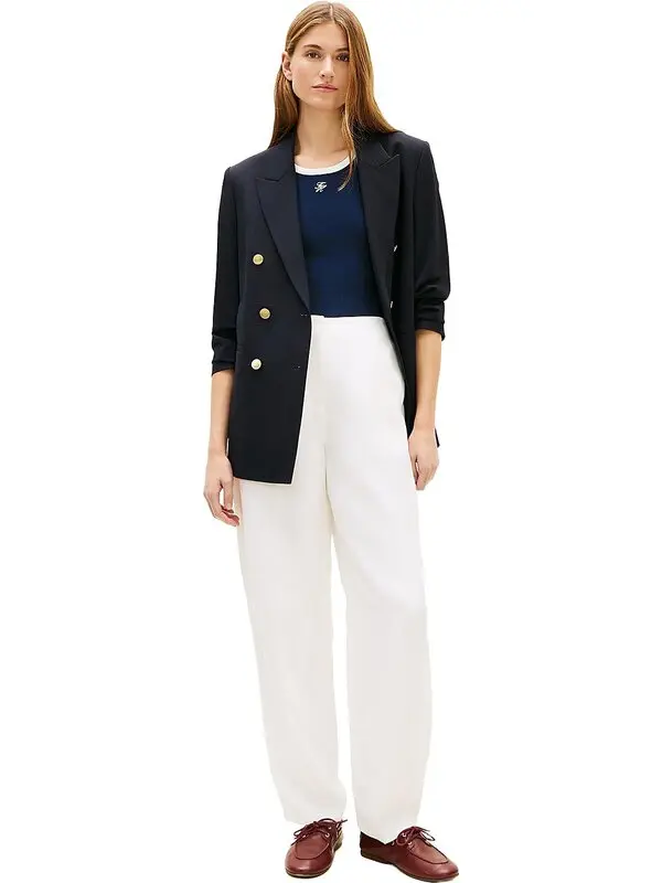 Tommy Hilfiger Tailored Linen-blend Barrel Leg Pants - Optic White