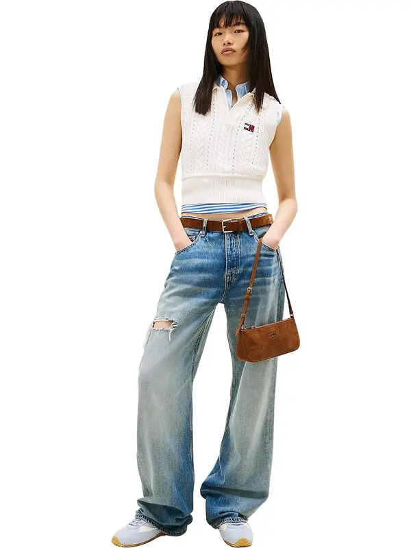 Tommy Hilfiger Distressed Straight Leg Jeans - Denim Medium