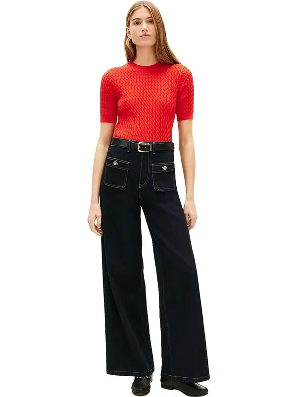 Tommy Hilfiger High-rise Stretch Wide-leg Utility Jeans - Rinse