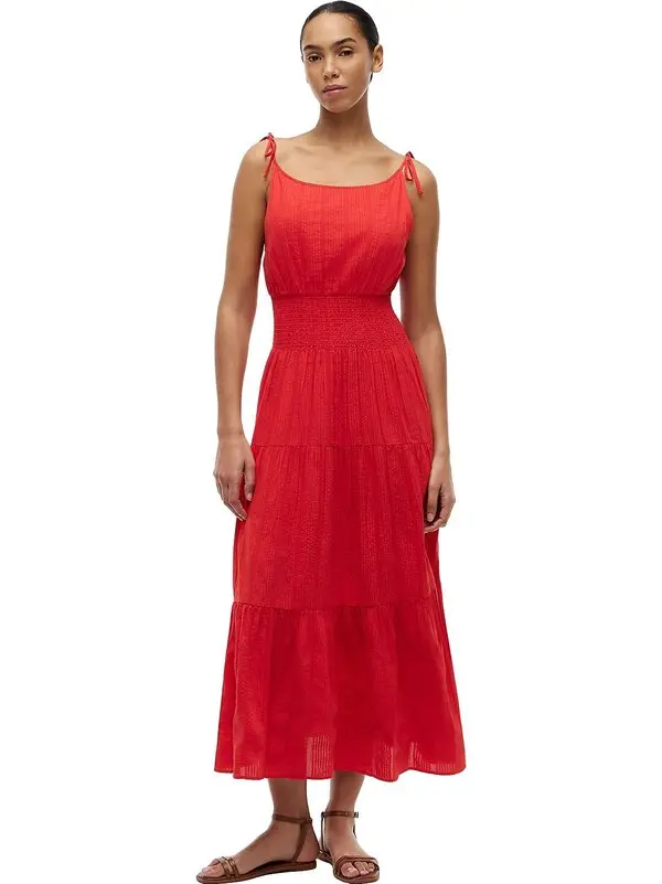 Tommy Hilfiger Tiered Seersucker Midi Dress - Fireworks