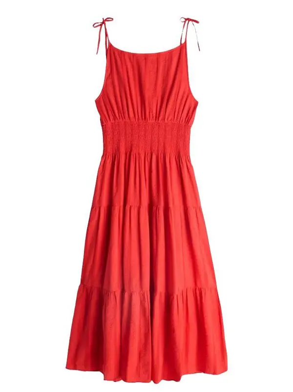 Tommy Hilfiger Tiered Seersucker Midi Dress - Fireworks