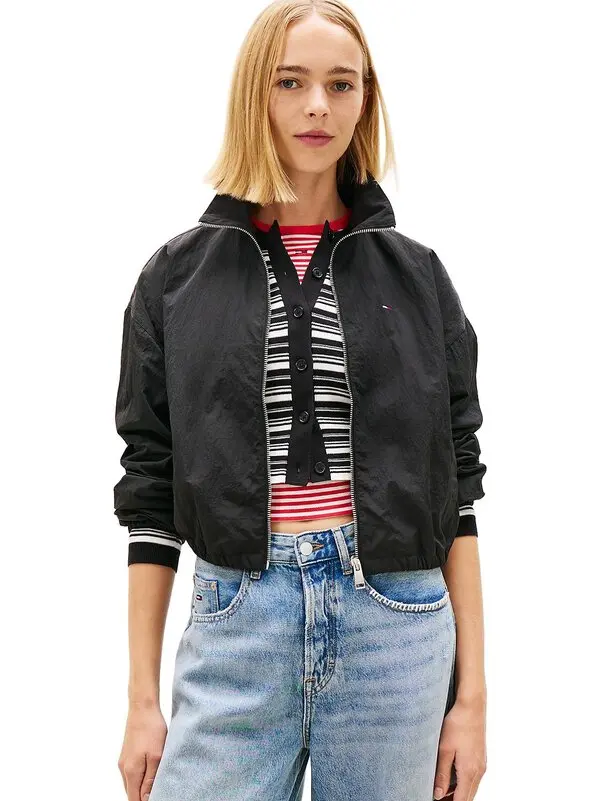 Tommy Hilfiger Recycled Nylon Water-repellent Zip Jacket - Black