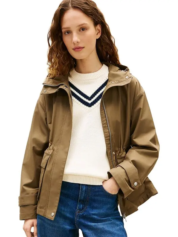Tommy Hilfiger Water-resistant Hooded Short Parka - Mediterranean Olive