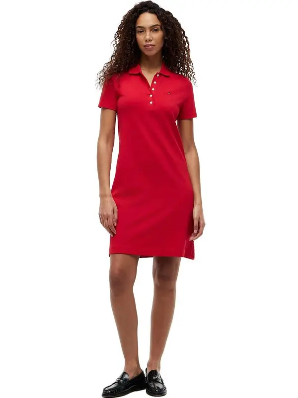 Tommy Hilfiger Stretch Cotton Polo Dress - Primary Red