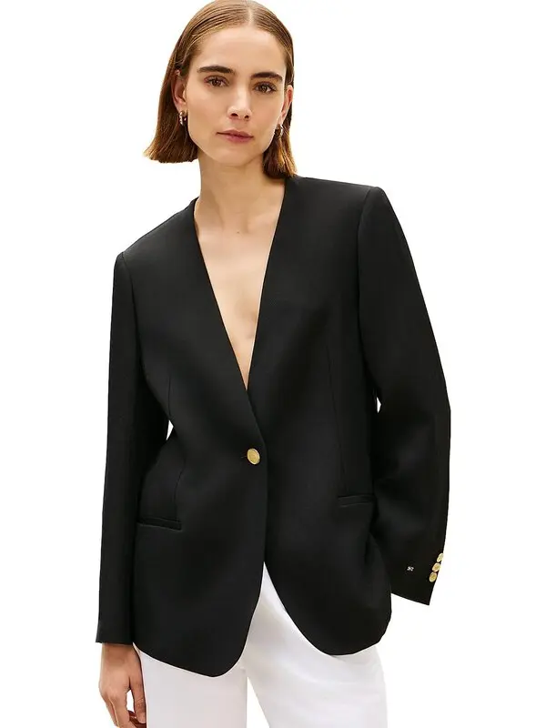 Tommy Hilfiger Relaxed Fit Linen-blend Blazer - Black