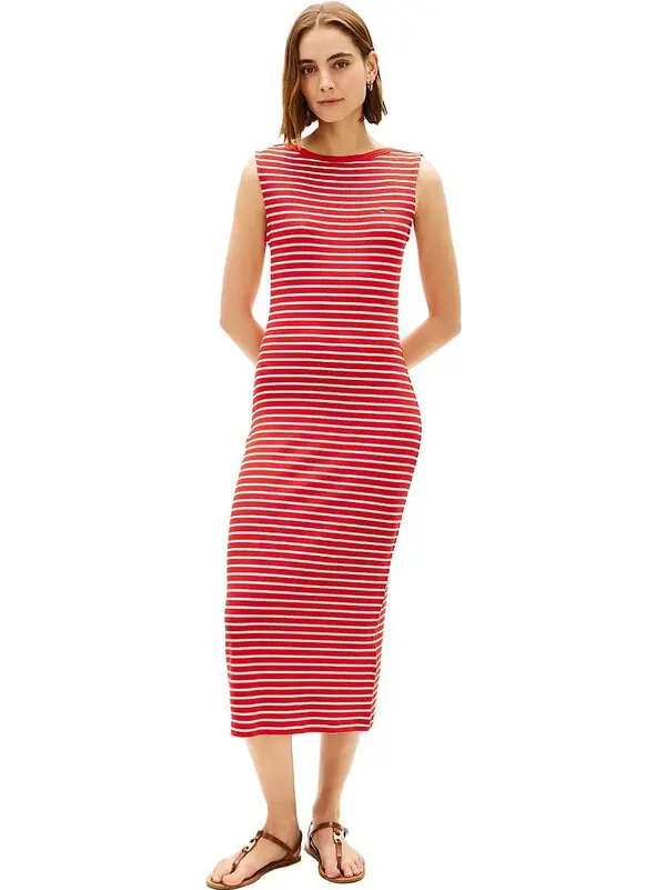 Tommy Hilfiger Sleeveless Boatneck Midi Dress - Firework/calico Stripe