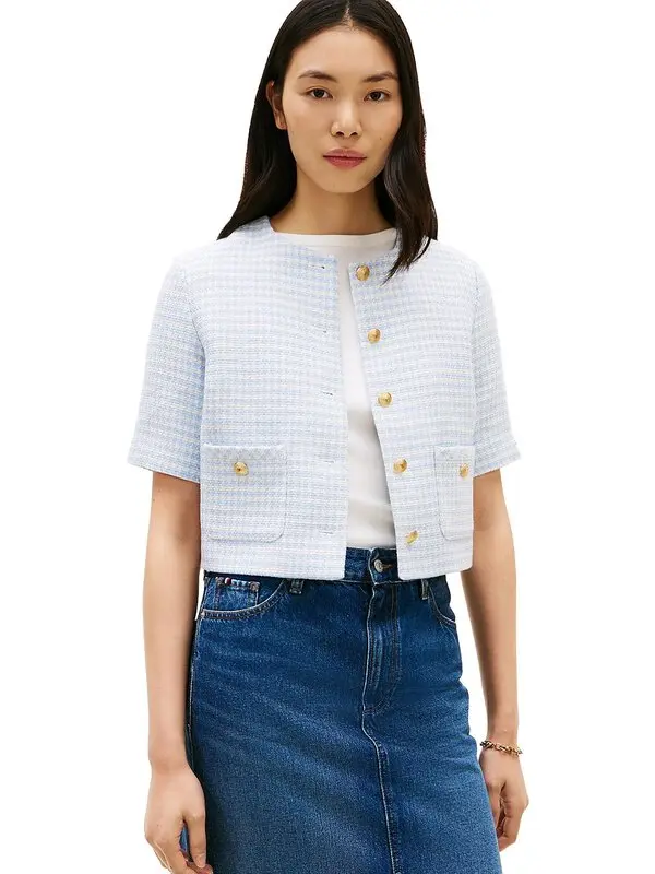 Tommy Hilfiger Short Sleeve Tweed Jacket - Breezy Blue