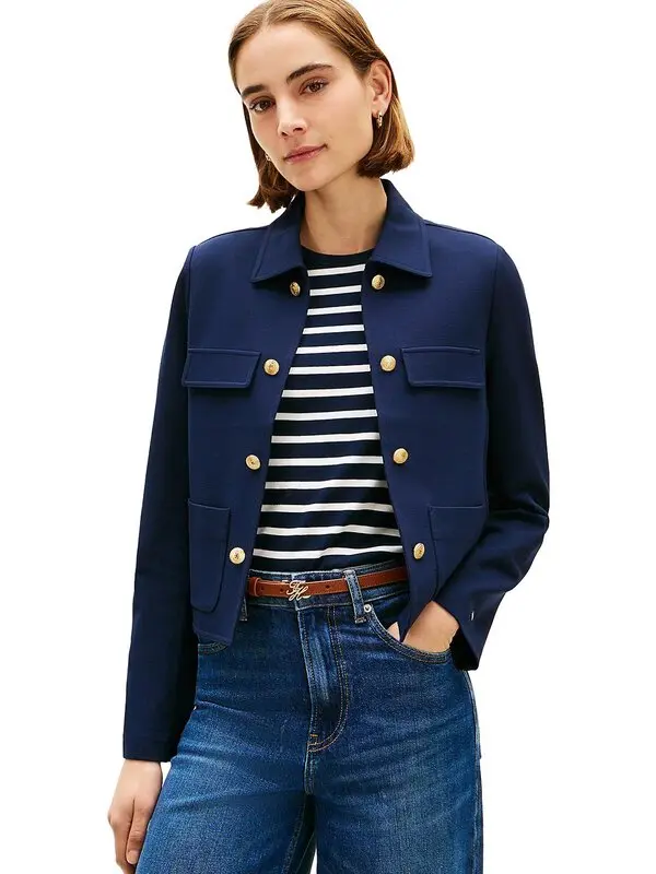 Tommy Hilfiger Gold-button Navy Ponte Jacket - Dark Night Navy