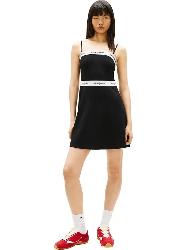 Tommy Hilfiger Logo Tape Ponte Mini Dress - Black