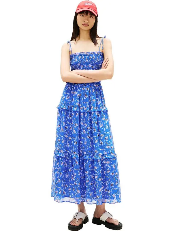 Tommy Hilfiger Floral Tiered Maxi Dress - Empire Blue Aop