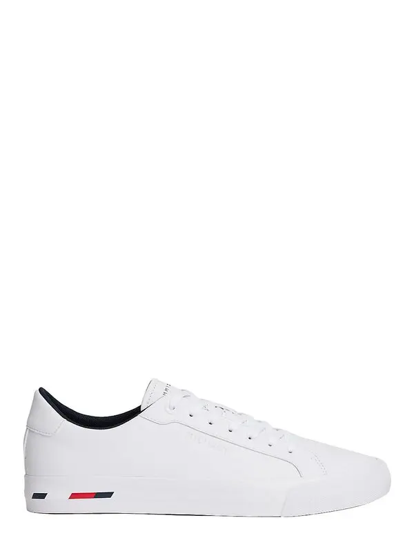 Tommy Hilfiger Flag Stripe Vulcanized Leather Sneakers - White