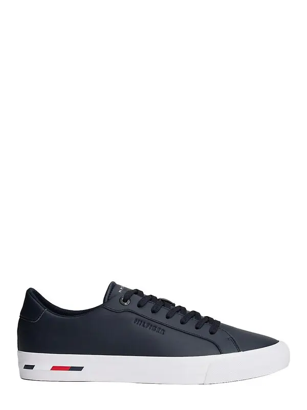 Tommy Hilfiger Leather Flag Stripe Sneakers - Navy