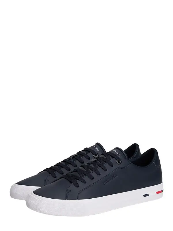 Tommy Hilfiger Leather Flag Stripe Sneakers - Navy
