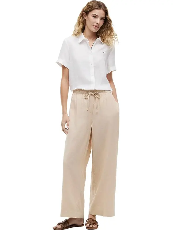 Tommy Hilfiger Linen-blend Pull-on Pants - Clayed Pebble