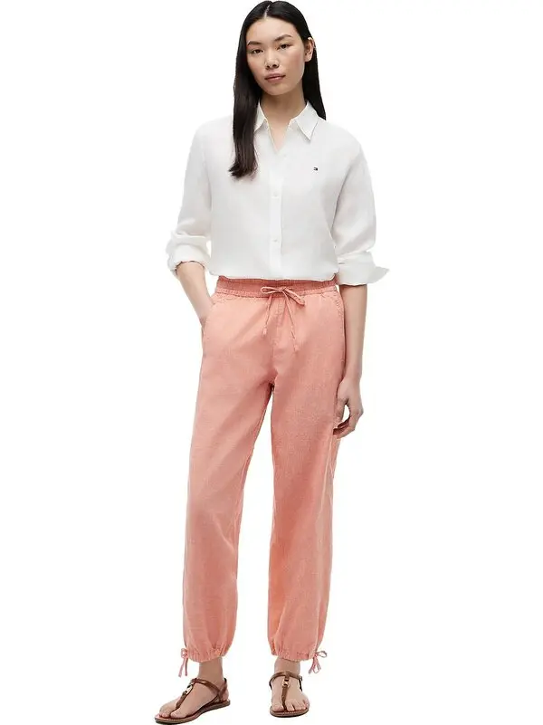 Tommy Hilfiger Linen-cotton Blend Pull-on Pants - Sweet Nectarine