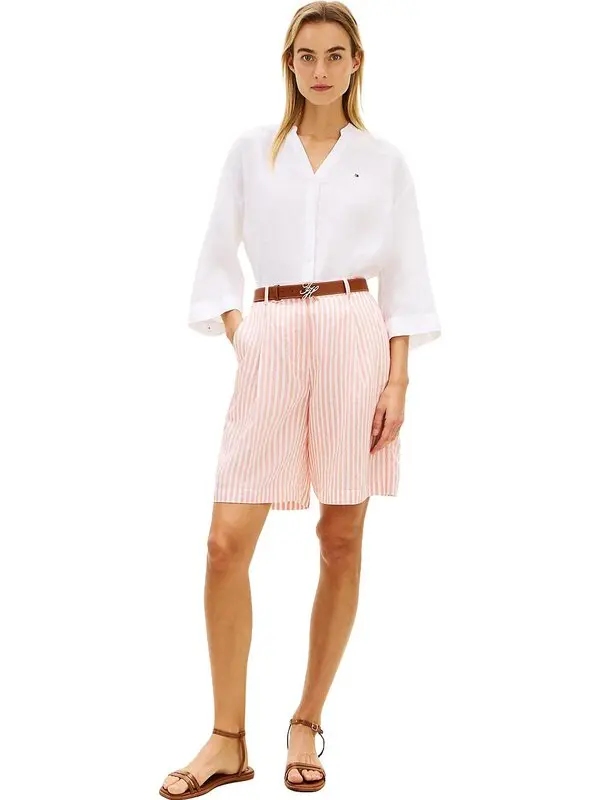 Tommy Hilfiger Striped Voile Bermuda Shorts - Brilliant Orange
