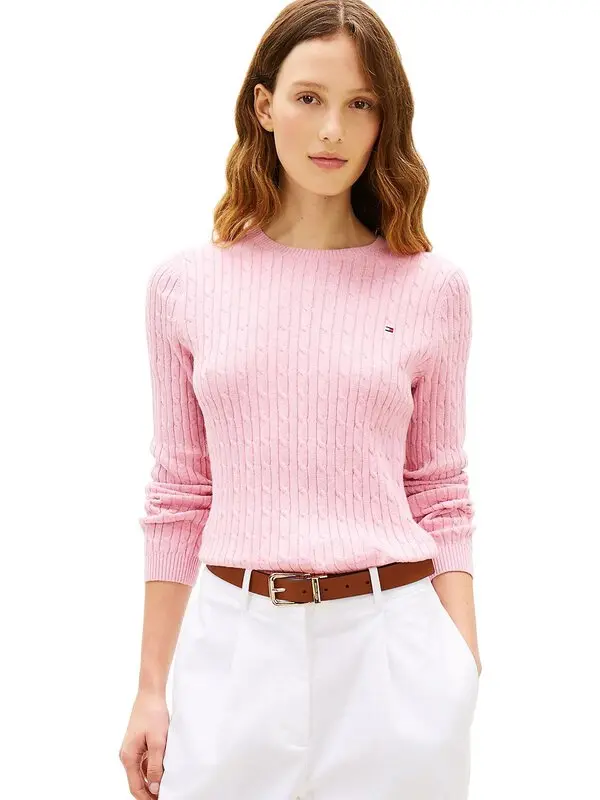 Tommy Hilfiger Pink Cable Knit Sweater - Pink Heather