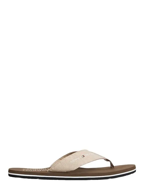 Tommy Hilfiger Chambray Linen Flip-flop Sandals - Beige