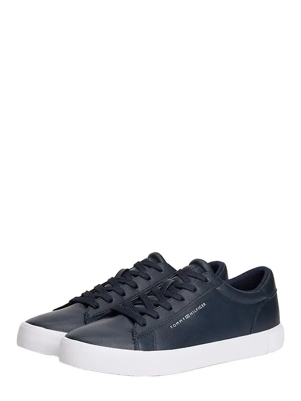 Tommy Hilfiger Metallic Logo Pebbled Court Sneakers - Navy