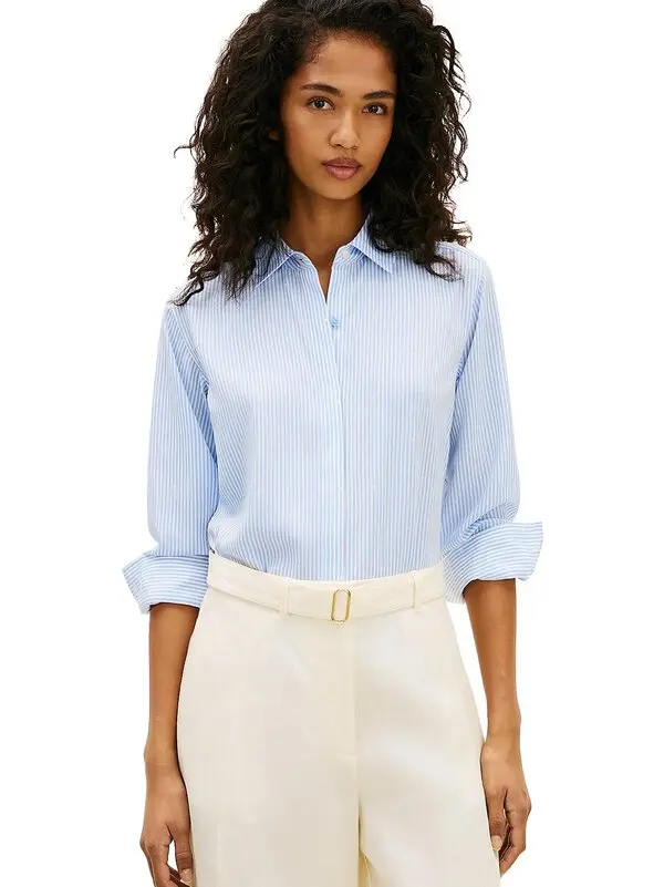 Tommy Hilfiger Striped Crepe Button-down Shirt - Classic Ithaca Mid Blue