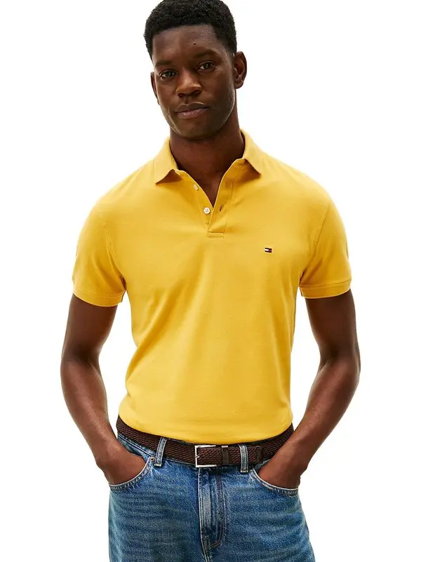 Tommy Hilfiger Slim Fit Stretch Pique Polo Yellow - Mustard