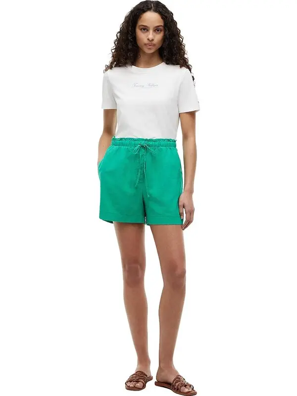 Tommy Hilfiger Linen-cotton Blend Pull-on Shorts - Cosmic Green