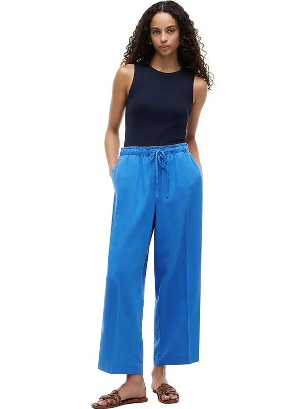 Tommy Hilfiger Linen-blend Pull-on Pants - Siren Blue