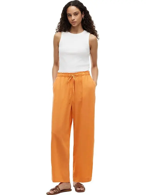 Tommy Hilfiger Linen-blend Pull-on Pants - Papaya Ray