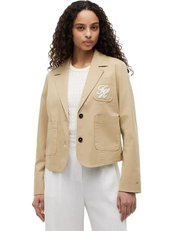 Tommy Hilfiger Script Monogram Stretch Twill Blazer - Travertine