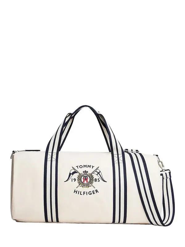 Tommy Hilfiger Nautical Crest Canvas Duffel Bag - Natural Unbleached